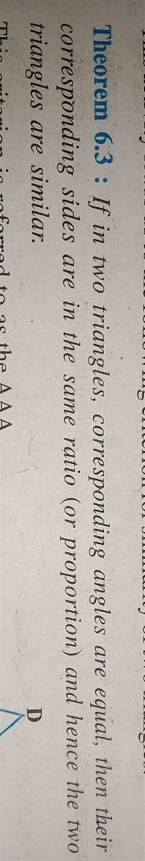 Theorem 63 If In Two Triangles Corresponding Angles Are Equal Then Th