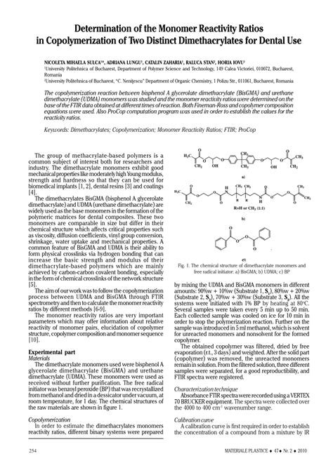 Pdf Determination Of The Monomer Reactivity Ratios In Copolymerization Of Two Distinct