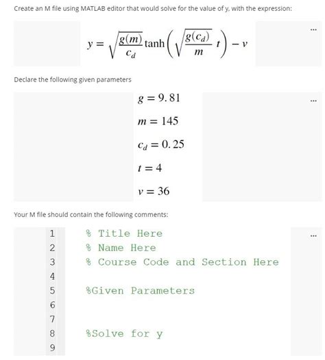 Solved Create An M File Using Matlab Editor That Would Solve