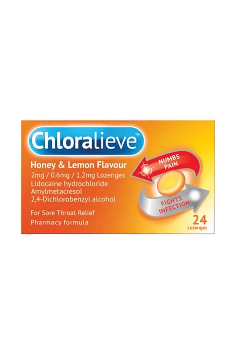 Chloralieve Honey And Lemon Flavour Lozenges 24 Lozenges