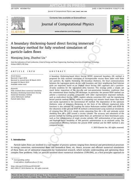 Pdf A Boundary Thickening Based Direct Forcing Immersed Boundary