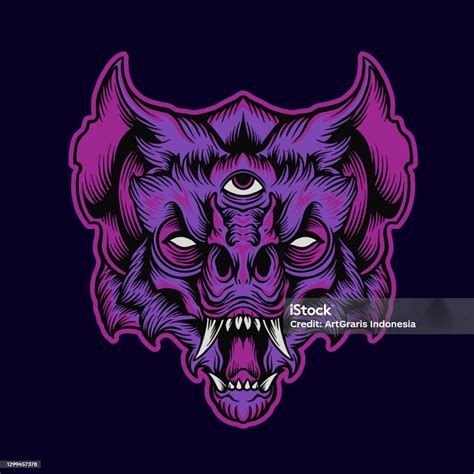 당신의 작업 로고 마스코트 상품 티셔츠 스티커 및 라벨 디자인 포스터 인사말 카드 광고 비즈니스 회사 또는 브랜드에 대한 화가 박쥐 머리 괴물 그림 로고에 대한 스톡 벡터