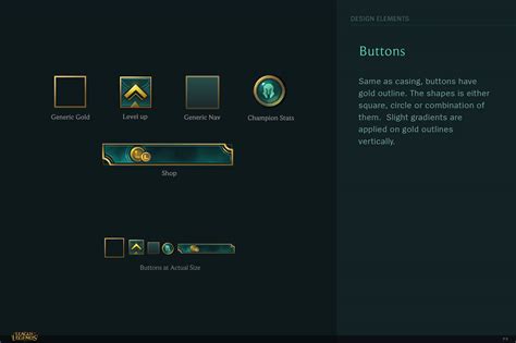 League Of Legends In Game UI Style Guide 2016 On Behance