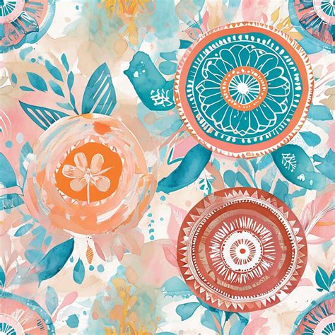 Vibrant Mandala Symmetrical Pattern With Multicolored Designs Seamless