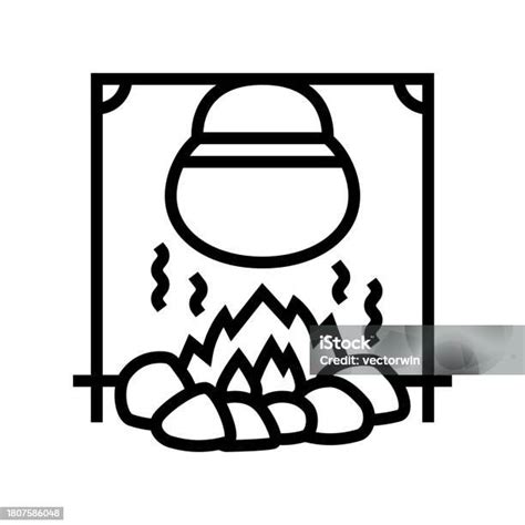 불로 요리하기 레스토랑 요리사 선 아이콘 벡터 일러스트 레이 션 레스토랑에 대한 스톡 벡터 아트 및 기타 이미지 레스토랑