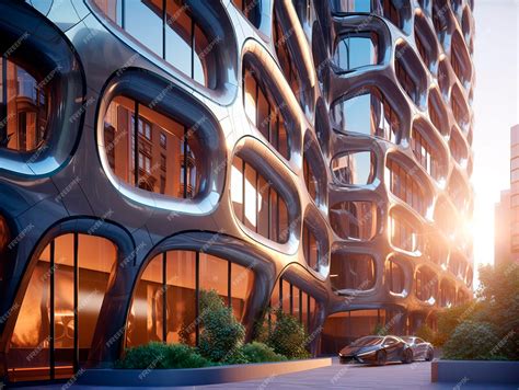 Premium Ai Image Futuristic Concrete Architecture Design Building Exterior With Parametric