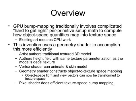 Geometry Shader Based Bump Mapping Setup Ppt