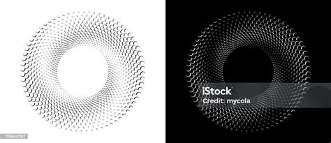 현대 추상적인 배경입니다 원 형태의 하프 톤 반원 라운드 로고 디자인 요소 또는 아이콘입니다 흰색 바탕에 검은색 그림과 검은색
