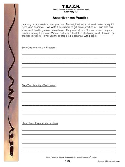 Assertiveness Assertiveness Practice Worksheet Download Free Pdf