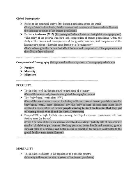 Global Demo Script Pdf Total Fertility Rate Demography