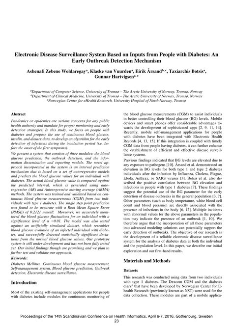 Pdf Electronic Disease Surveillance System Based On Inputs From