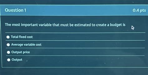Solved Question 104 ﻿ptsthe Most Important Variable That