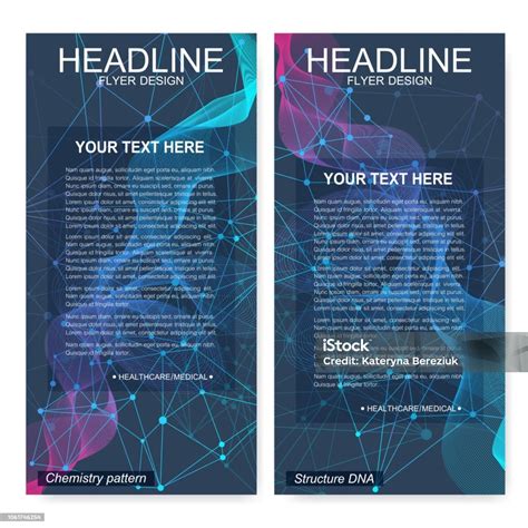 현대 벡터 배너의 과학적 설정 합니다 연결된 라인 및 점 Dna 분자 구조입니다 과학 및 기술 개념입니다 디자인에 대 한 웨이브 흐름 그래픽 배경입니다 벡터 일러스트입니다