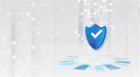 Abstract Technology Gray Background With Blue Shield Concept Of Cybersecurity Protection And