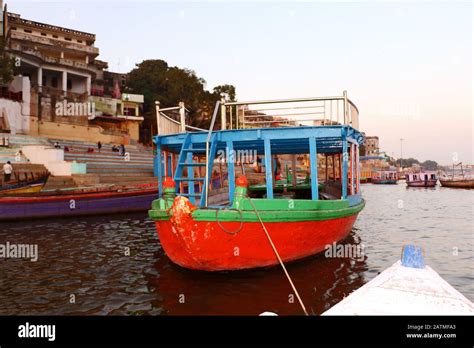 View Of Popular Assi Ghat With Several Pilgrims That Stands At The