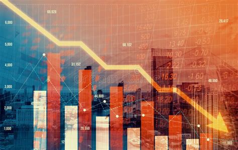 Declining Graphs And Digital Indicators Overlap Modernistic City
