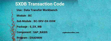 Sxdb Sap Tcode For Data Transfer Workbench
