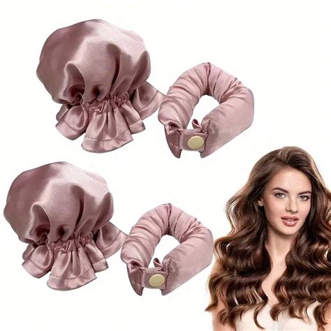 Satin Heatless Hair Curler 2 Sets Heatless Curls For All Hair Types With Hair Caps No Heat Satin Heatless Hair Curler 2 Sets Heatless Curls For All Hair Types With Hair Caps No Heat