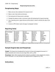 Paraphrasing Exercise Pdf Paraphrasing Exercise Paraphrasing Steps Make Sure You Fully