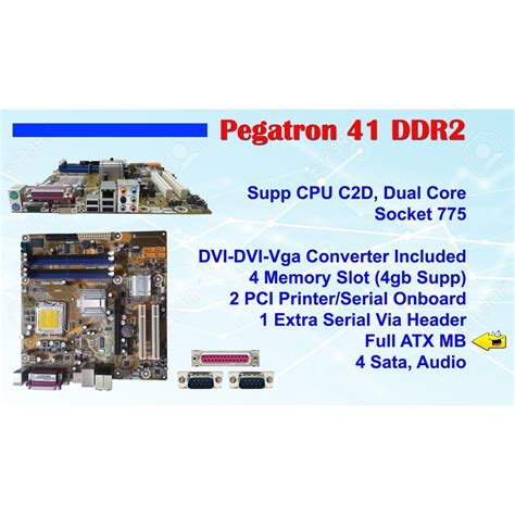 Pegatron Ipmel Prc G41 Socket 775 Motherboard Onboard Serial And Parallel