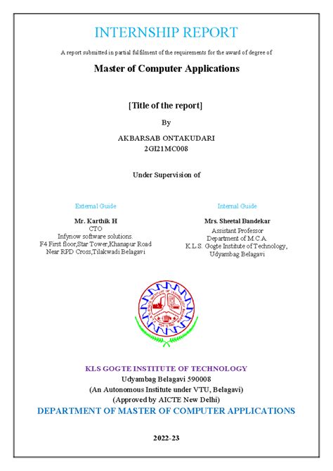 Internship Coverandcertificate Internship Report A Report Submitted In Partial Fulfilment Of The