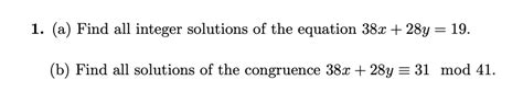 Solved A ﻿find All Integer Solutions Of The Equation
