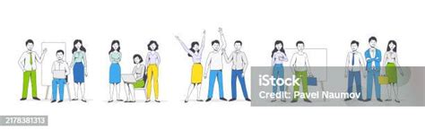 남자와 여자 사무실 직원이 함께 일하는 성공적인 팀 벡터 일러스트 세트 개체 그룹에 대한 스톡 벡터 아트 및 기타 이미지 개체 그룹 기업 비즈니스 남자 Istock