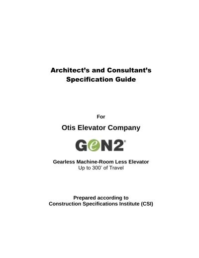 Otis Gen2 Specifications