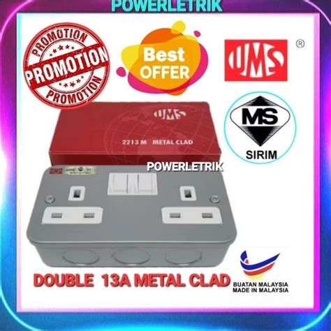 🔥heavy Duty🔥 Ums 2 Gang 13a Metal Clad Switch Socket Ums 13a Double Metal Switch Socket