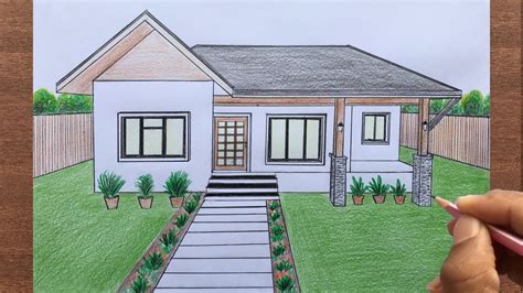How To Draw A House In 1 Point Perspective Step By Step YouTube