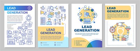 리드 생성 브로셔 템플릿 레이아웃입니다 디지털 마케팅 Smm 전단지 소책자 선형 그림이있는 전단지 인쇄 디자인 잡지 연례 보고서 광고 포스터에 대한 벡터 페이지 레이아웃