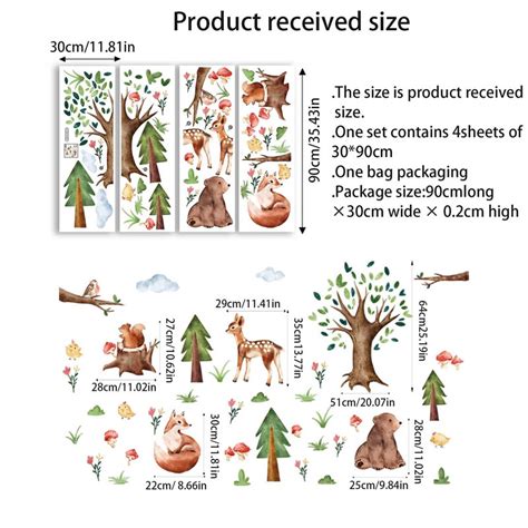 Badu Bg Анимационни стикери за стена с животни за детска стая Декор на детска стая с голям