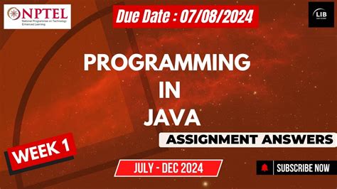 programming in java week 1 assignment answers nptel july 2024 learn in brief youtube
