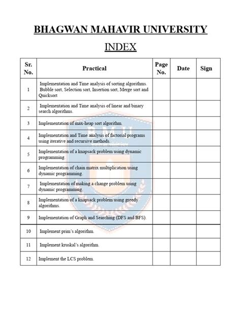 Ada Practical File Index Format Pdf