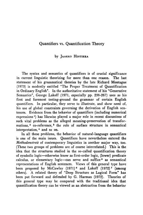 Quantifiers Vs Quantification Theory Docslib