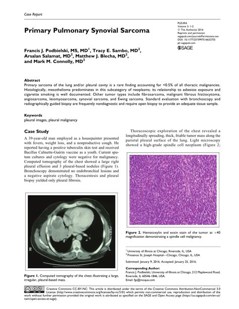 Pdf Primary Pulmonary Synovial Sarcoma