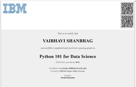 Vaibhavi Shanbhag On Linkedin Python Datascience Certification Learningjourney