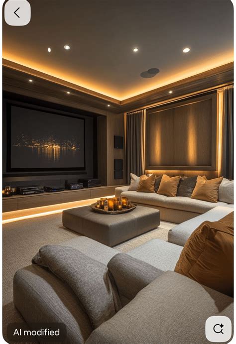 Tv Room With Big Screen Home Movie Theater With Bar Couch In Front Of Tv Modern Media Room Ideas