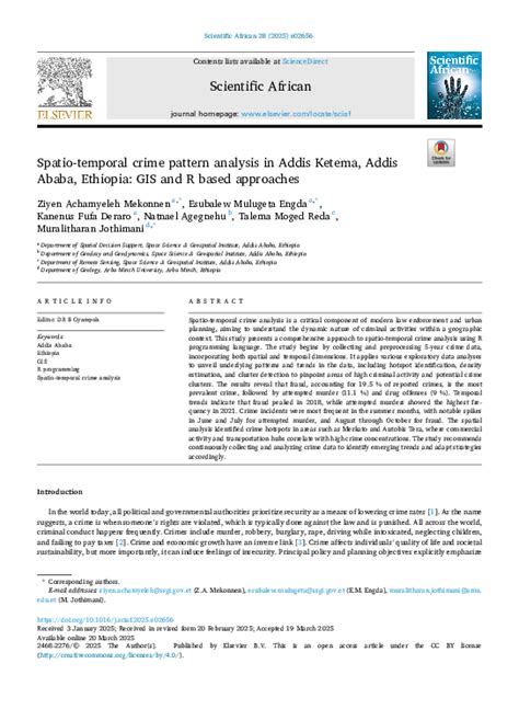 Pdf Spatio Temporal Crime Pattern Analysis In Addis Ketema Addis