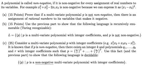 Solved A Polynomial Is Called Non Negative If It Is Chegg Com