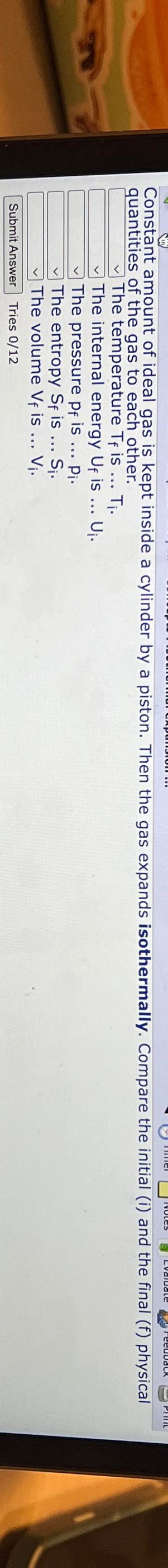 Solved Constant Amount Of Ideal Gas Is Kept Inside A