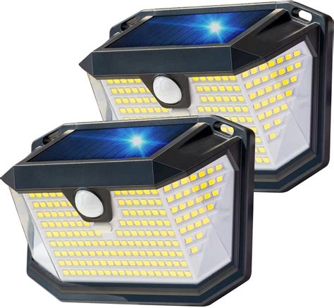 Buitenlamp Op Zonne Energie 202 Leds 2 Stuks Zonnelamp Voor Buiten