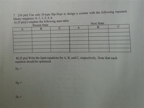 Solved Use Only D Type Flip Flops To Design A Counter With Chegg