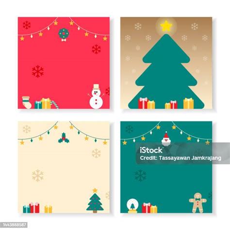 귀여운 메리 크리스마스 눈사람 사탕 지팡이 크리스마스 트리 양말 선물 화환 생강 빵 남자 눈송이 별 빛 광장 포스트 인사말 카드 포스터 배너 배경 복사 공간 템플릿 프레임