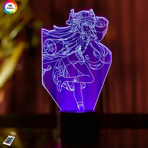 3d ночник Genshin Impact Ху Тао пульт ДУ батарейки 3АА 3d ночник для детей и взрослых