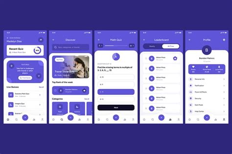 quiz test quizzer knowledge and trivia game app ux and ui kits