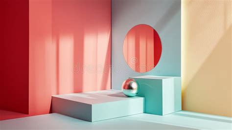 Minimalist Abstract Scene With Bold Geometric Shapes Stock Image Image Of Pastel Colorful