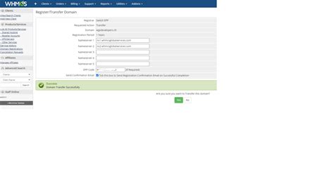 SWITCH EPP Domain Registration WHMCS Module Off