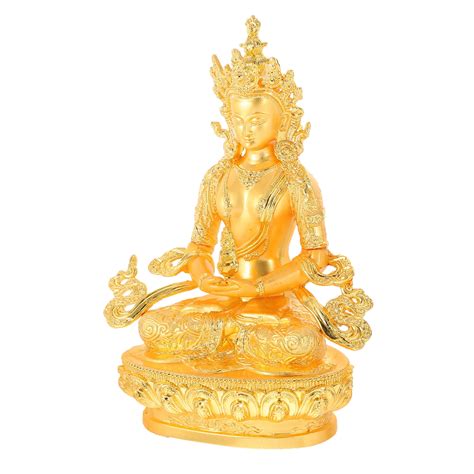 Masteelf Mini Buddha Sitting On Lotus Figurine Chinese Longevity Buddha Statue Feng Shui