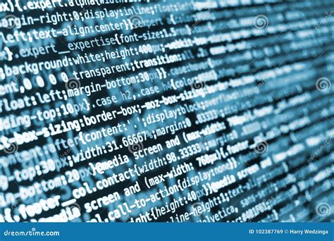 Css Programming Code On Screen In Blue Tones Stock Image Image Of Programming Development